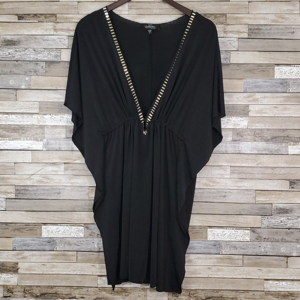 Black Bebe Mini Dress With Gold Details - Gem